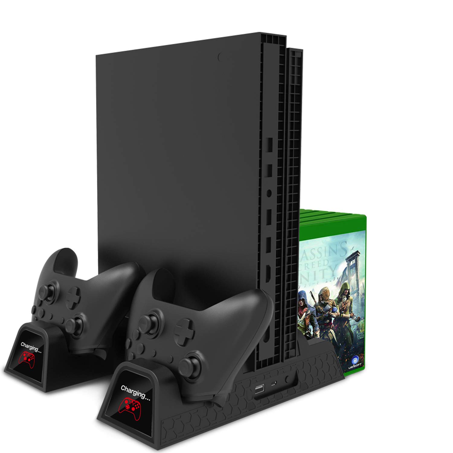Xbox One Cooling Fan Stand, Megadream Dual Controller Charging Docking Cooler Station Dock for Xbox One/Xbox One S/Xbox One X Console & 2 Pack 600mAh Batteries & 12 Game Disc Storage