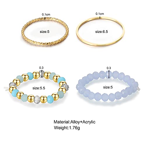YRlilicc Bohemian Cute Beads Knuckle Stacking Rings for Teen Girls,Women’s Multiple Stackable Beaded Joint Finger Rings Dainty Stack Green Blue Pink Midi Rings Set (Blue)