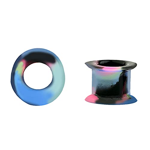 WYR 28pcs 8g-1" Hollow Hard Silicone Tunnels and Plugs Ear Stretching kit Set Ear Expander Gauges Stretcher Body Piercing Jewelry Three Colorful