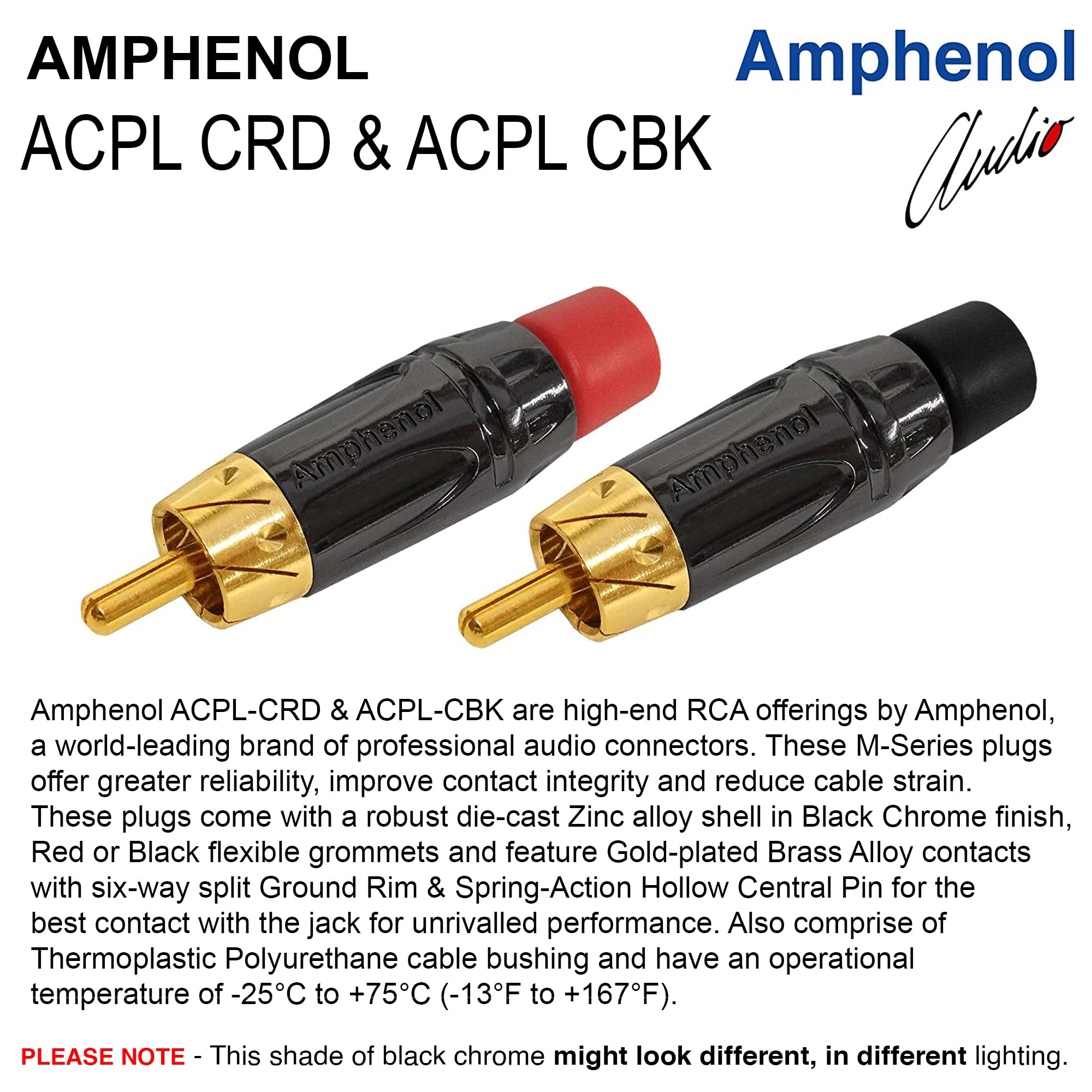 WORLDS BEST CABLES 0.5 Foot - RCA to XLR (Male) Cable Pair β Gotham GAC-4/1 (Black) Star-Quad Audio Interconnect Cable & Amphenol ACPL RCA & Neutrik Male XLR Gold Plugs - CUSTOM MADE