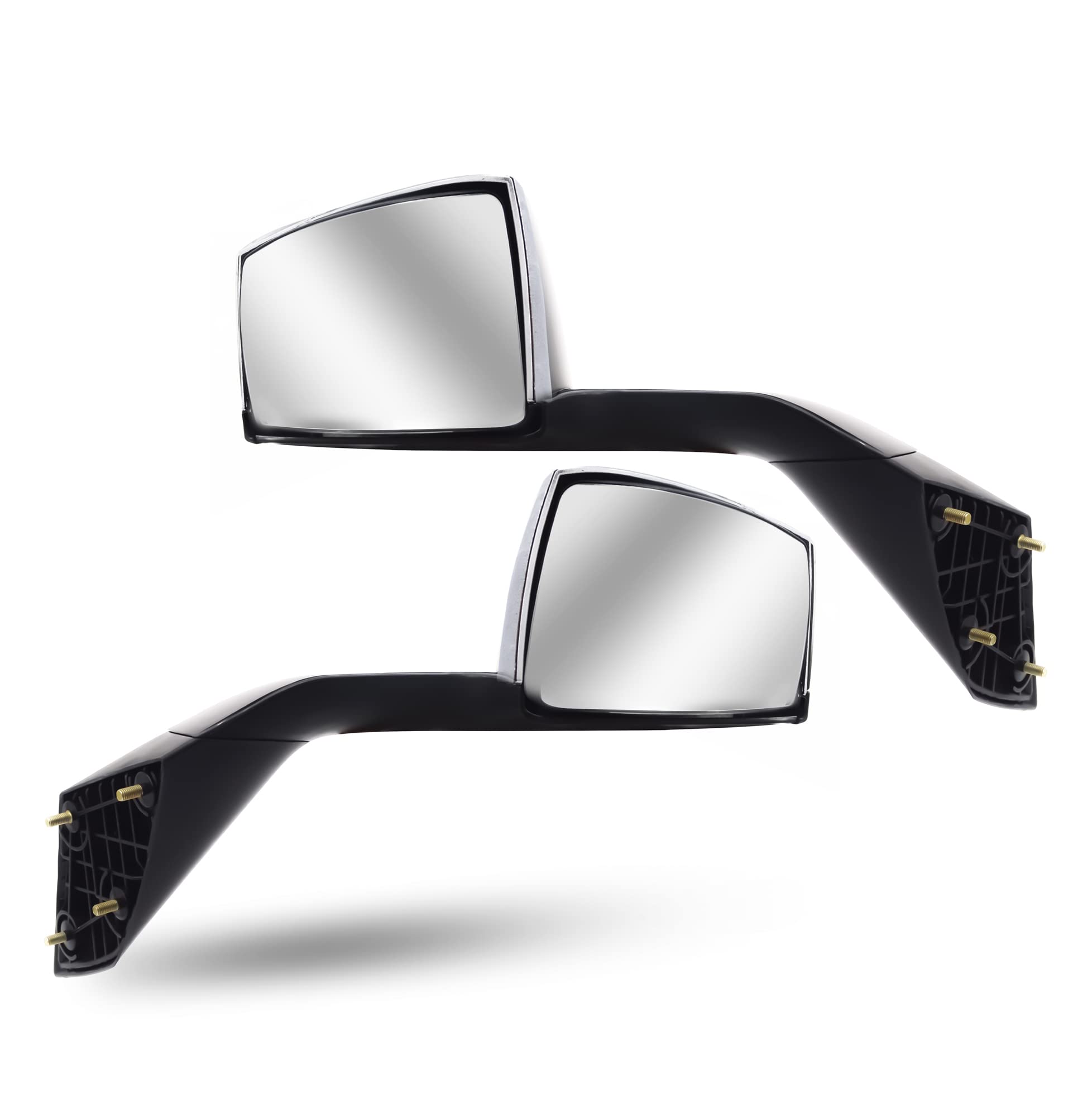 TORQUE Chrome Hood Mirror Replacement for 2004-2017 Volvo VNL Semi Trucks with Mounting Plates Driver Left Side LHD Passenger Right Side RHD (TR009-R TR009-L)