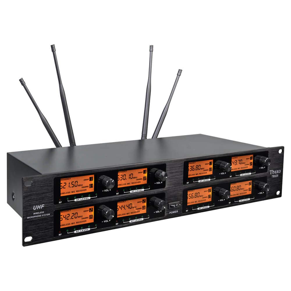 Wireless Microphone System Pro Audio 8 Channel UHF 8 Lavalier Bodypacks 8 Lapel Mic 8 Headsets for Karaoke System Meeting Church Speaking Conference Wedding Party Frequency B