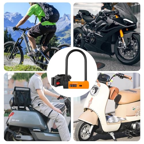 U-Lock, Heavy Duty Combination U Lock Paddle Lock, U Lock with 4-Digit Resettable, Heavy Duty Anti-Theft Bicycle U Lock Secure Your, Scooter, Electric and More Ideal for Road Moun