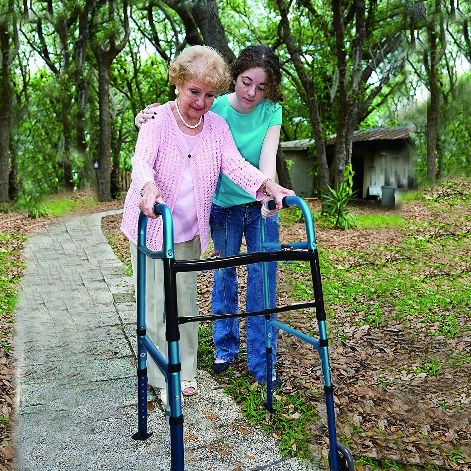 UNLICON- Mobility Heavy Duty Folding Walker for Seniors,Bariatric Walker with 5 Inches Wheels for Seniors Wide Walker Supports up to 300 lbs