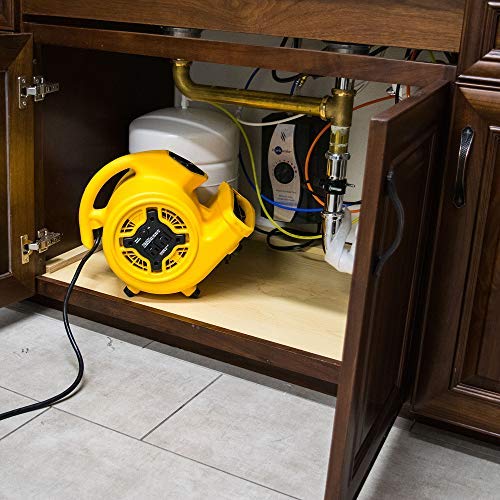 XPOWER P-130A Mini Mighty 1/5 HP 800 CFM Centrifugal Air Mover, Carpet Dryer, Floor Fan, Blower, Stackable, Daisy Chain, for Water Damage Restoration, Janitorial, Plumbing, Home Use,Yellow
