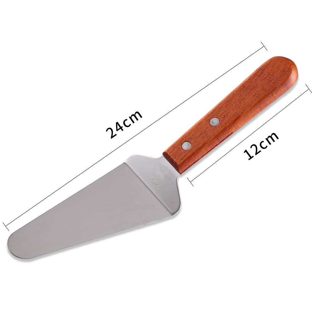 Wooden Handle Stainless Steel Pizza Shovel,10 inches DIY Baking Tools, Cake Cooking Shovel, Cheese Shovel,Pie Cake Holder Triangular Spade Server for Cakes Shovel Baking Flipper (10)