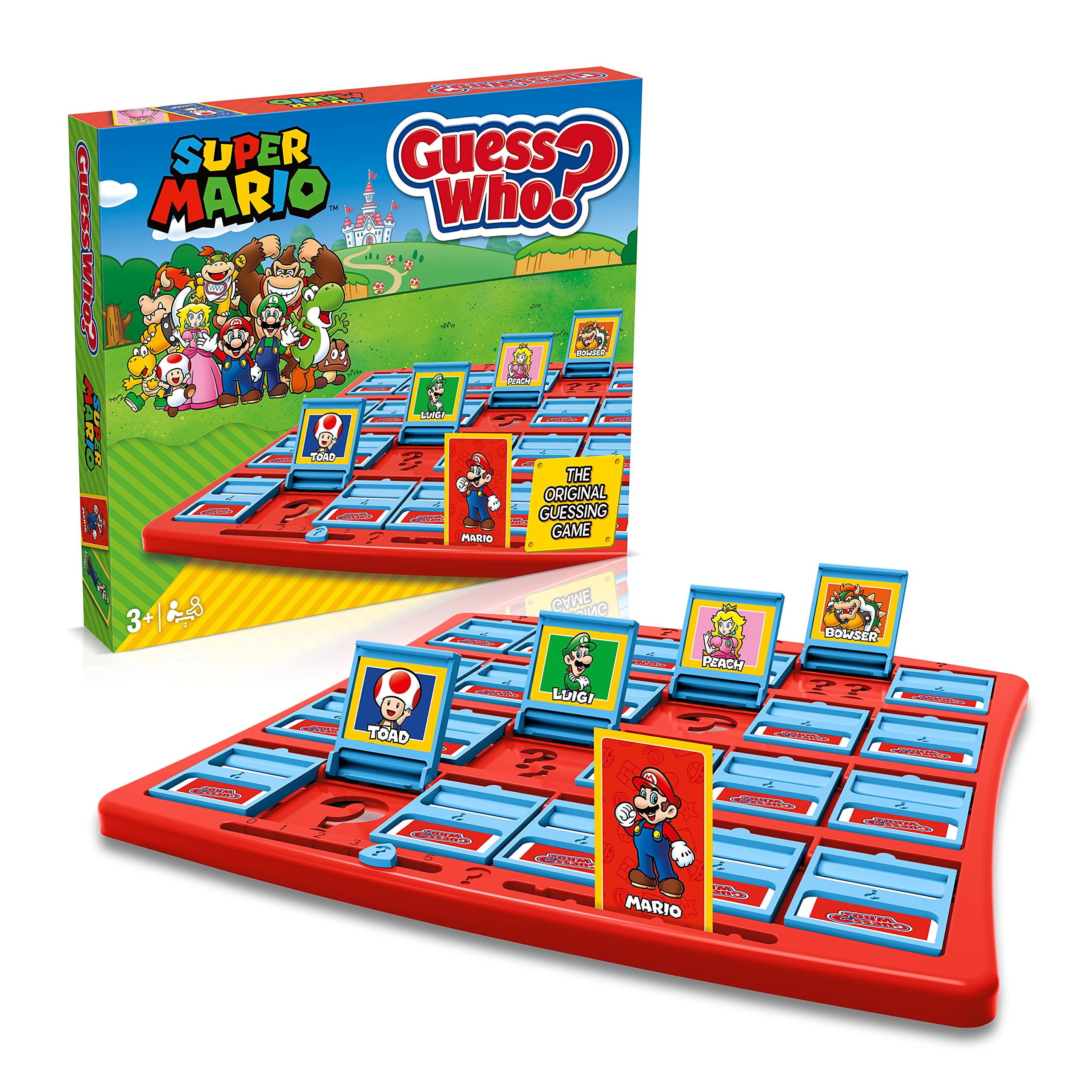 Winning Moves Super Mario Guess Who? Board Game, Play with Classic Nintendo Characters Including Mario, Luigi, Peach, Bowser, and Donkey Kong, Ages 6 and up, WM03076-EN1-6,Blue,Red