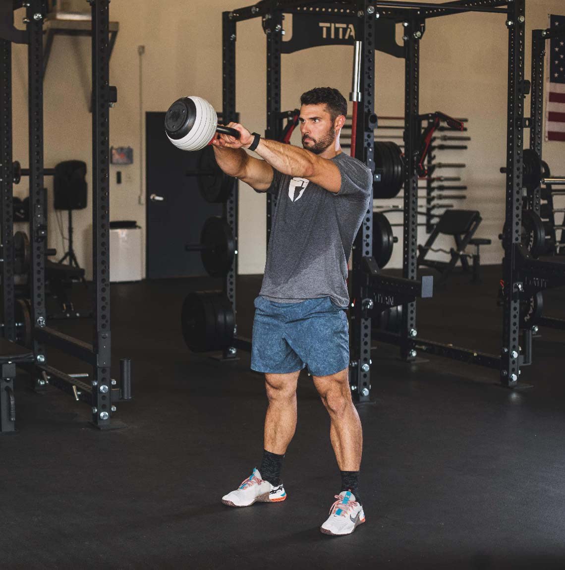 Titan Fitness Adjustable Kettlebell, 10 lb.- 40 lb, Cast Iron Plates, Strength Training