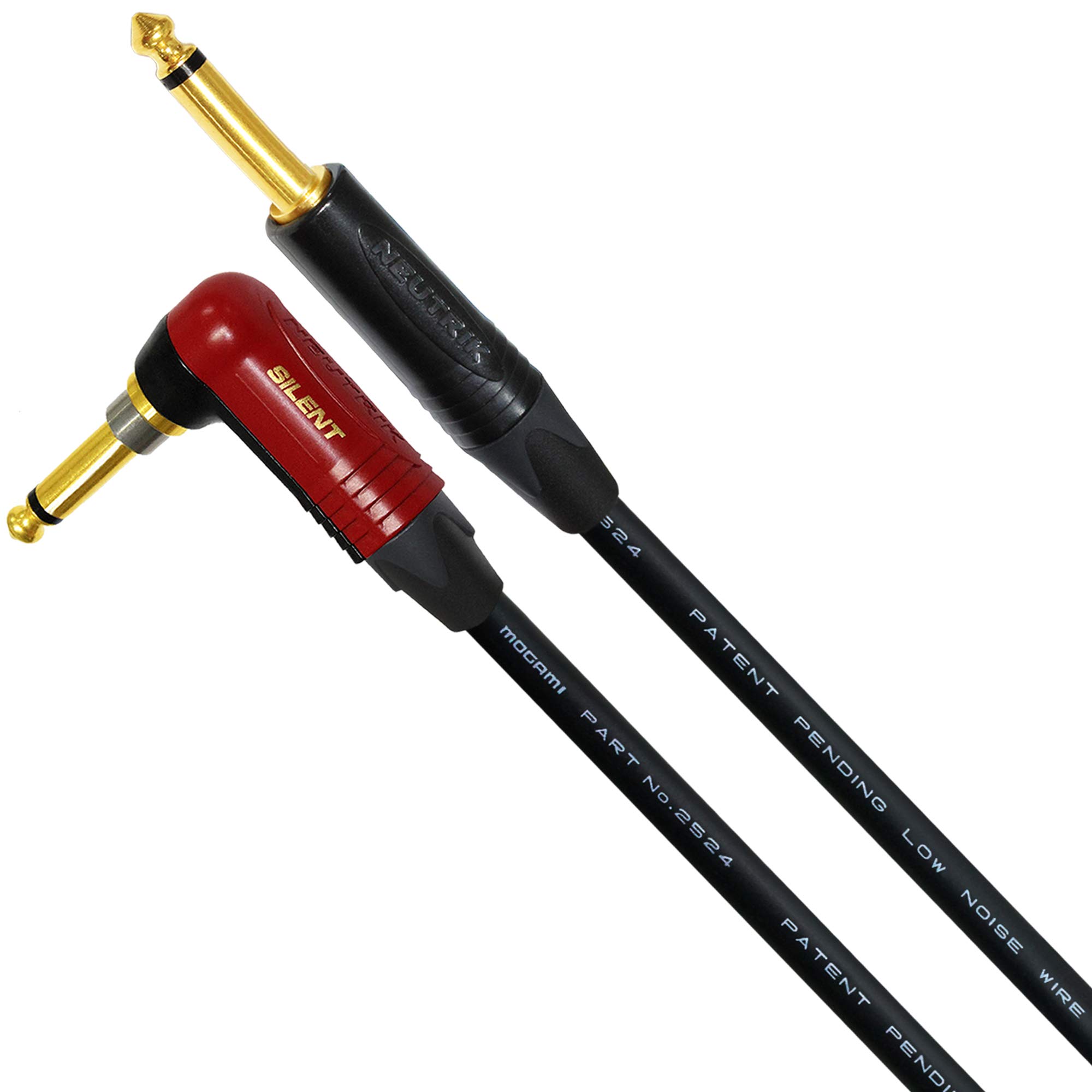 WORLDS BEST CABLES 10 Foot - Guitar Bass Instrument Cable Custom Made Using Mogami 2524 Wire and Neutrik NP2RX-AU-SILENT & Neutrik NP2X-B ¼ Inch (6.35mm) TS Plugs