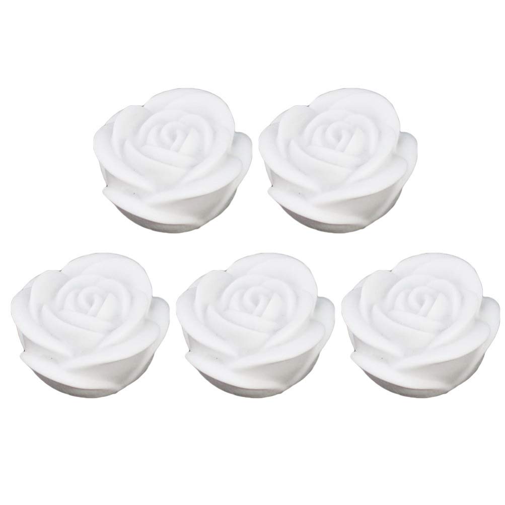 Uonlytech 5 Pcs Flameless Candle Flower Night Light LED Tea Lights Waterproof Floating Rose for Pool Garden Fish Tank Wedding Party Decor White