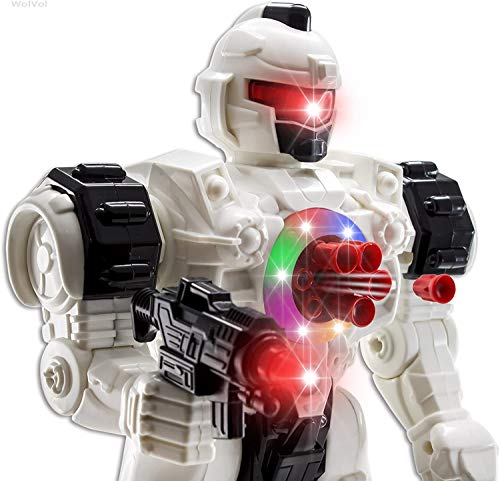 WolVolk 10 Channel Remote Control Robot Police Toy with Flashing Lights and Sounds, Great Action Toy for Boys