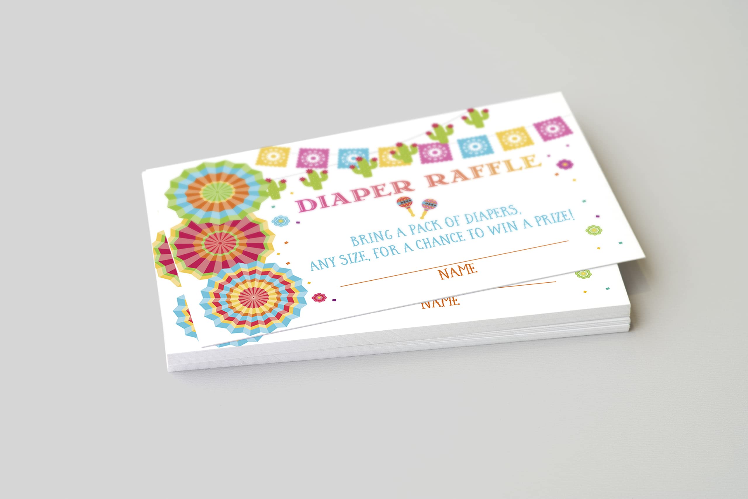 Your Main Event Prints Fiesta Mexican Baby Shower Diaper Raffle Card, Diaper Raffle Ticket, 50 Count