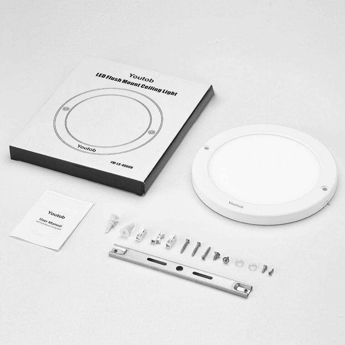 Youtob LED Flush Mount Ceiling Light, 15W 100 Watt Equivalent, 1200lm White Round Lighting Fixture for Kitchens, Closets, Stairwells, Basements, Hallways, Laundrys(Cool White 4000K-White)