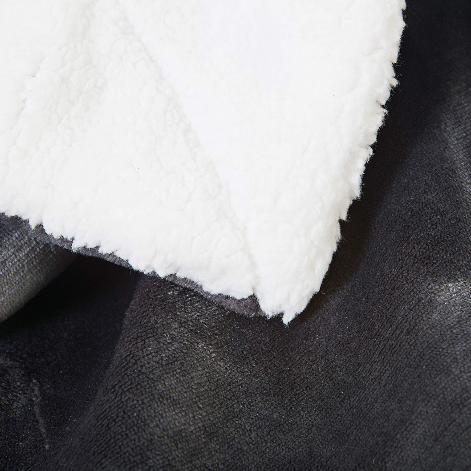 SOCHOW Sherpa Fleece Throw Blanket, Reversible Super Soft Luxurious Plush Blanket Throw Size, Dark Grey, 50"x60"