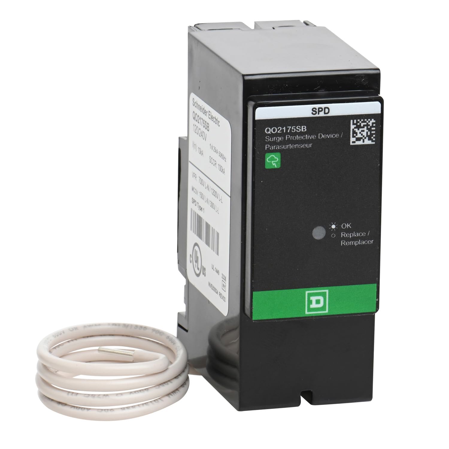 Square D - QO2175SB QO SurgeBreaker, Surge Protection Device, 22.5kA, 120/240V, 1-Phase, 3-Wire