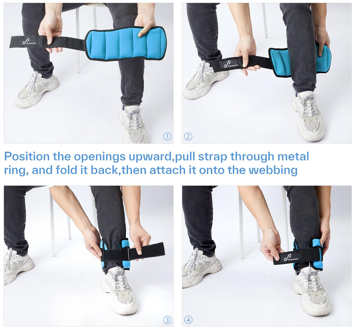 Sportneer Adjustable Ankle Weights 1 Pair 2 4 6 8 10Lbs Leg Weight Straps for Women Men, Weighted Ankle Weights Set for Gym, Fitness, Workout, 1-5 lbs Each Ankle, 1 Pair 2-10 lbs