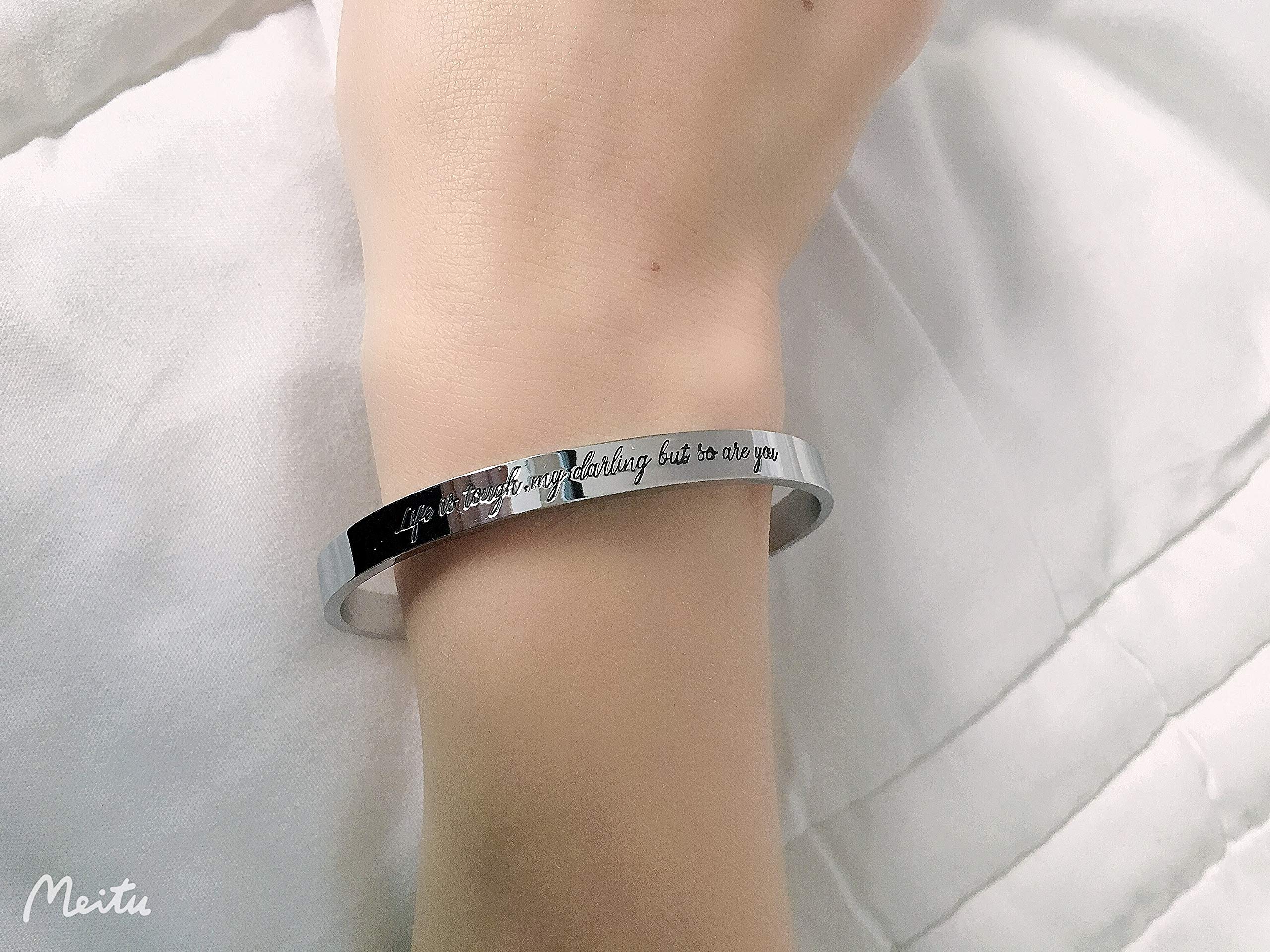 WIGERLON Inspirational Cuff Bracelet for Mom Daughter sisters and friends Engraved :Always and forever no matter what