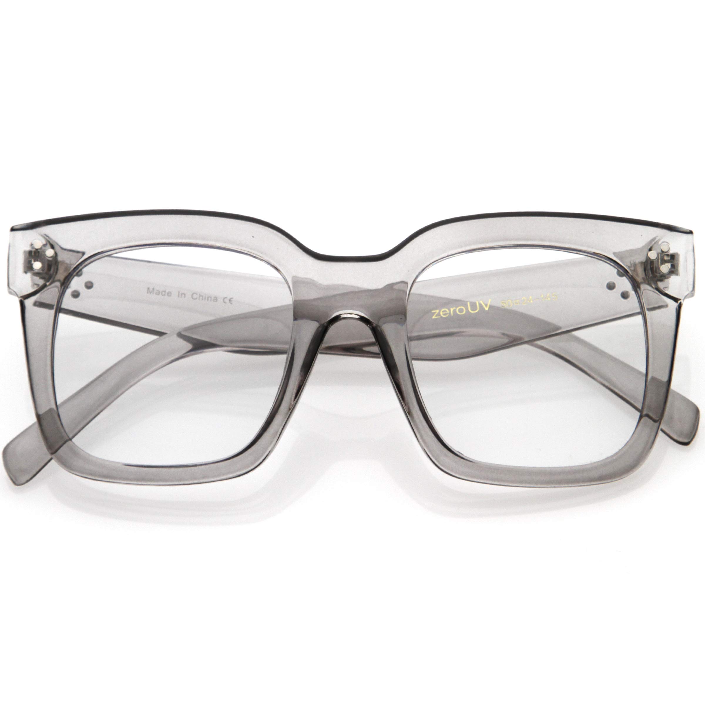 zeroUV - Oversized Fashion Retro Square Sunglasses for Women Vintage Style 50mm (Clear Grey/Clear) Blue Light