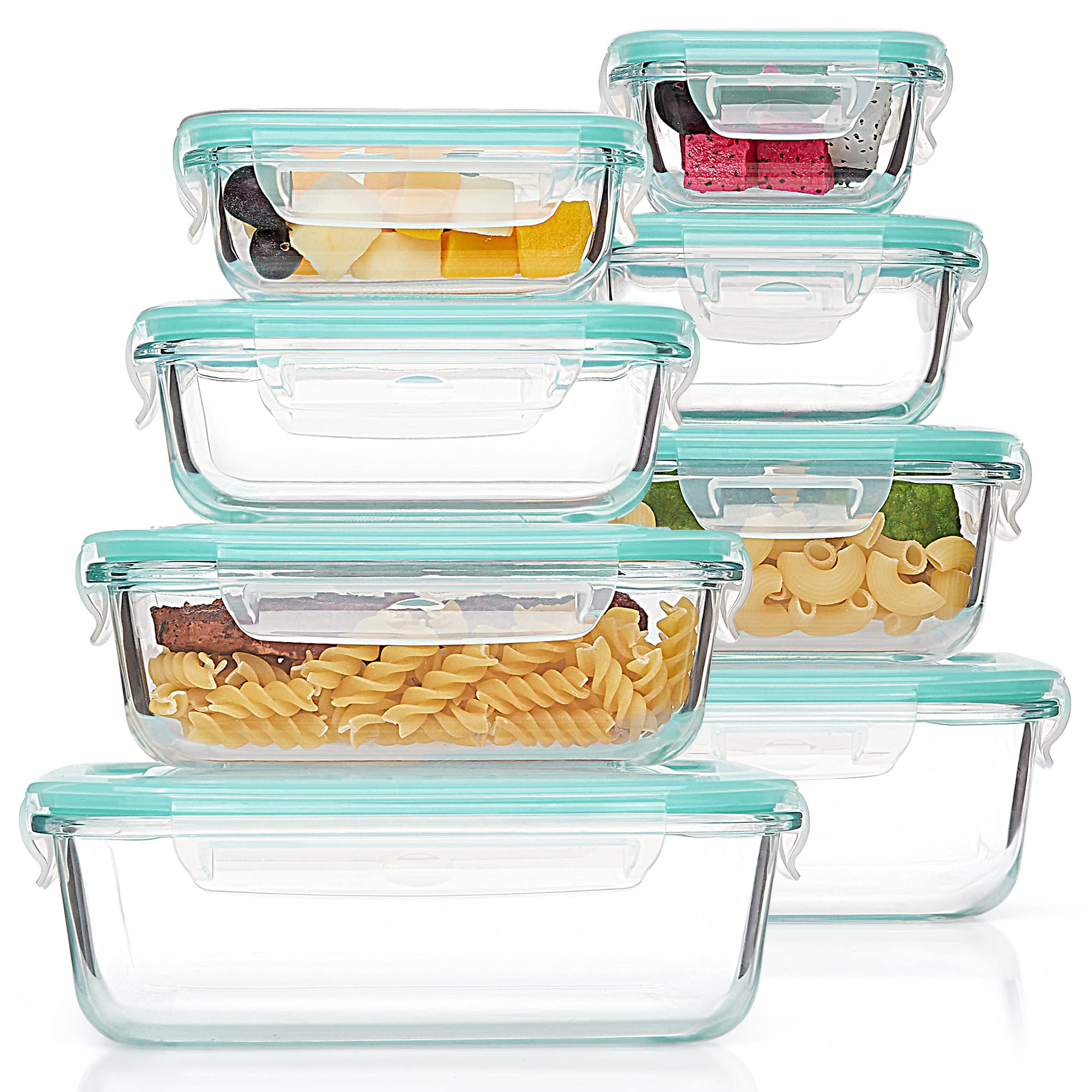 Vtopmart 8 Pack Glass Food Storage Containeres and 7 Pack Glass Jars with Bamboo Lids