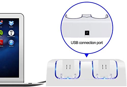 Wii Charging Station, Dual Charger Dock with Two Rechargeable 2800mAH Batteries for Wii Remote Controller(White)