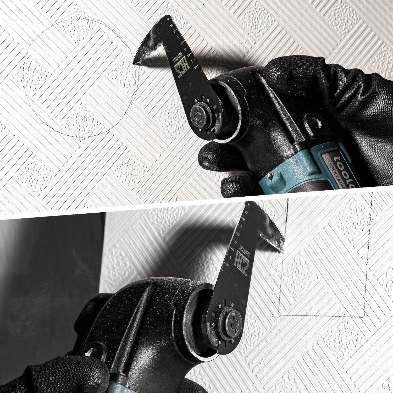 toolant HCS Oscillating Saw Blades for Drywall Cutting 2PCS, 2-in-1 Mutitool Drywall Blades with Quick Release Design