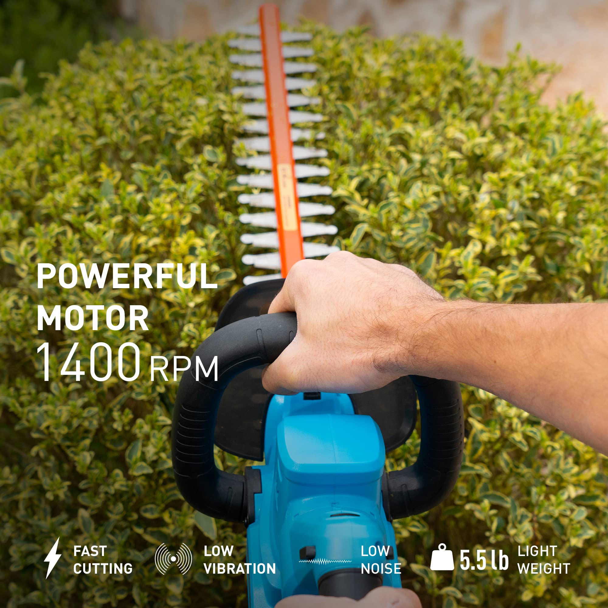 WISETOOL Cordless Hedge Trimmer, 20V / 4.0Ah Electric Bush Trimmer with 22" Dual-Action Blades, 3/4" Cutting Capacity, Shrub Trimmer Include Battery, Fast Charger and Safety Goggles