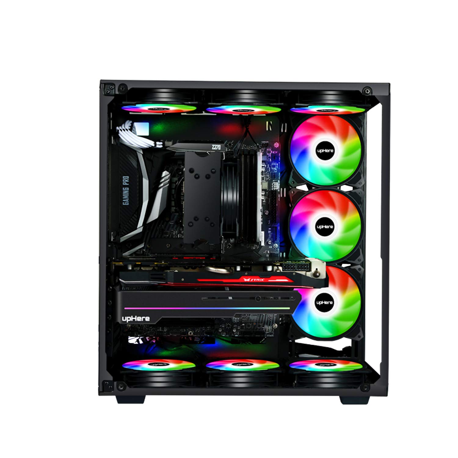 upHere 120mm RGB LED Case Fan,Remote Control,Quiet Edition High Airflow Adjustable Color LED Case Fan for PC Cases, CPU Coolers,Radiators System,3-Pack /SR12-06-3-US