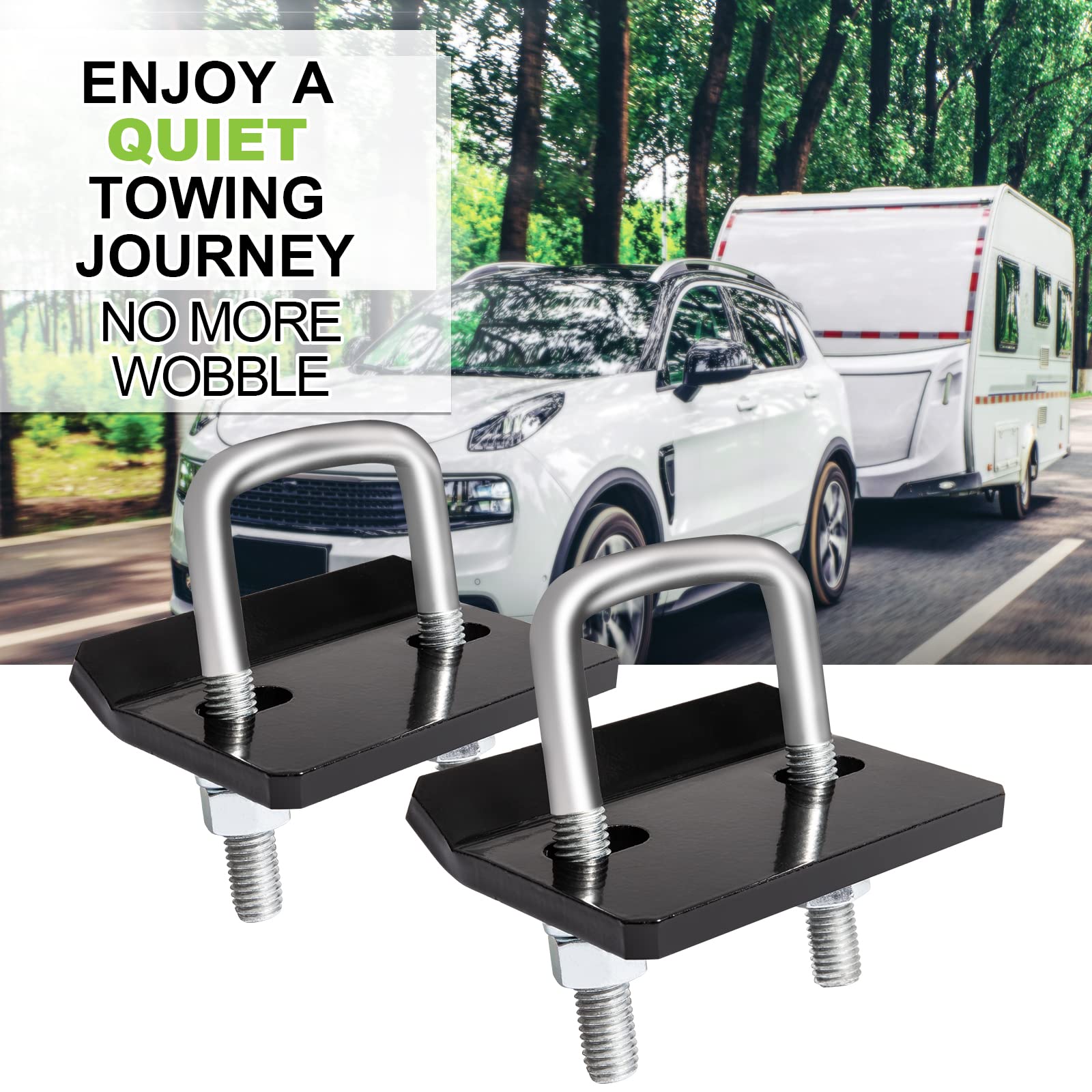 Spurtar Hitch Tightener for 1.25" and 2" Hitches, Anti Rattle Hitch Tightener Extender Wobble Stop & Quiet Lock Down U-Bolt Heavy Duty Anti-Rust 304 Stainless Steel Quick Easy Installation - Black