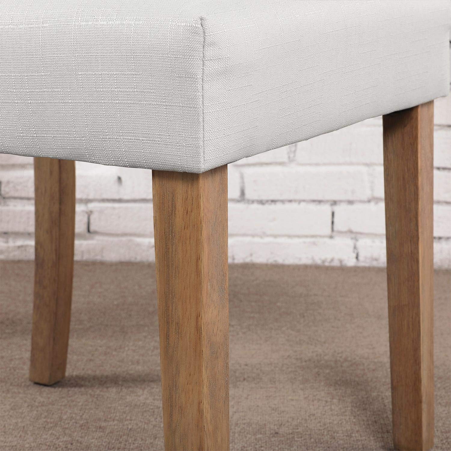 Yaheetech Solid Wood Dining Chairs Button Tufted Parsons Diner Chair Upholstered Fabric Dining Room Chairs Kitchen Chairs Set of 6, Beige
