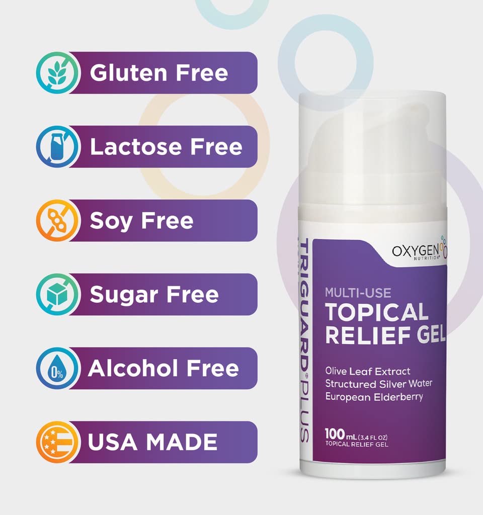 TriGuard Plus Colloidal Silver Topical Recovery Gel by Oxygen Nutrition | Natural Structured Silver Water & European Elderberry 3.4oz / 100ml