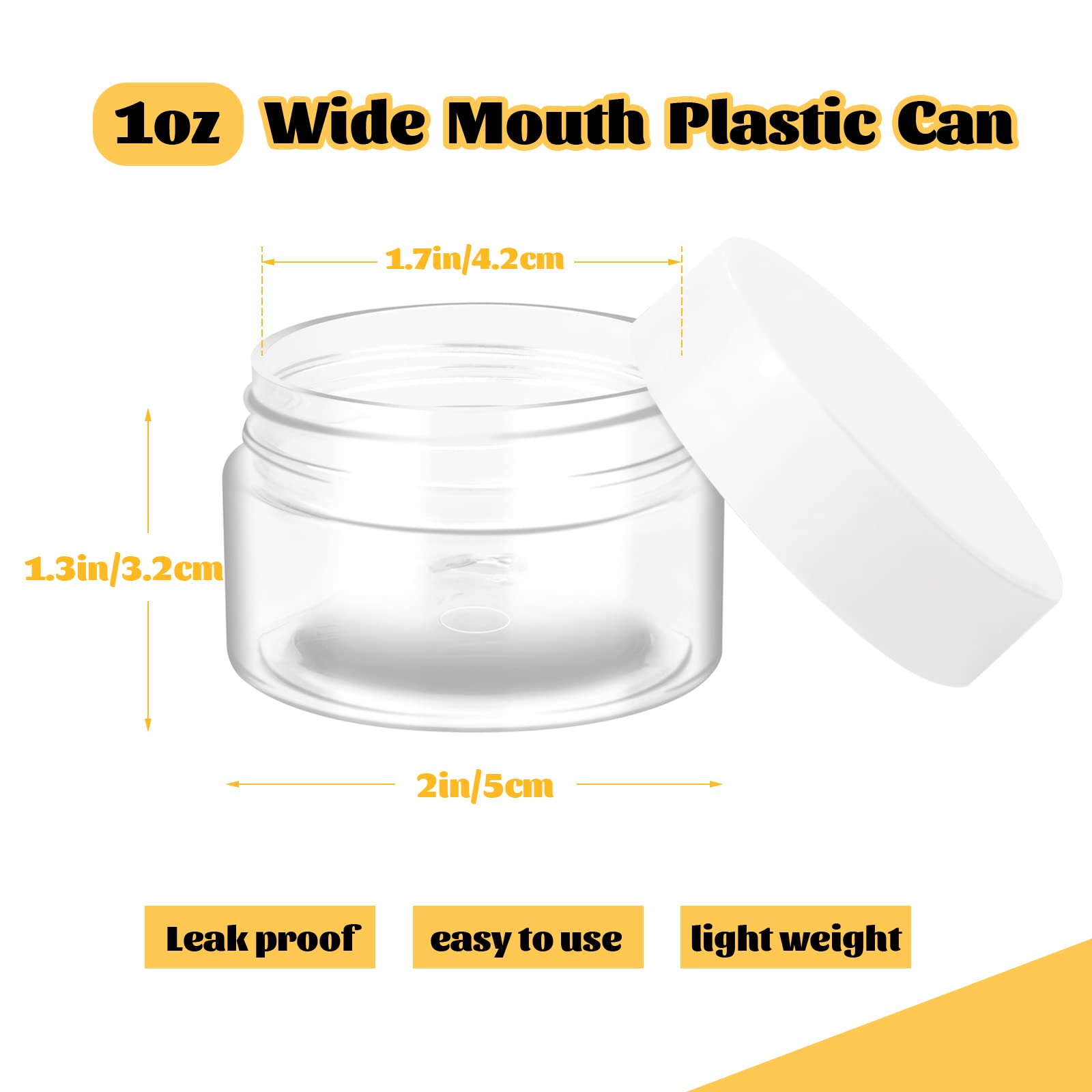 UPlama 24 Pack Cosmetic Containers, Plastic Sample Containers With Lids With Inner Liners Leakproof Wide-Mouth Travel Containers Jars Pots For Toiletry Makeup Cream Liquid Slime (1oz, White)