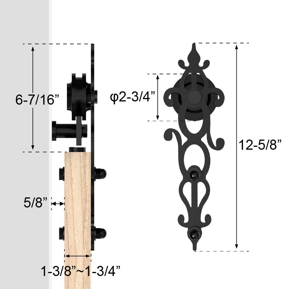 WINSOON Interior Sliding Barn Door Hardware Kit 6FT Heavy Duty Single Door Track Rail Rollers System Set for Cabinet Closet