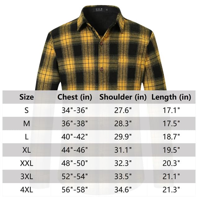 SSLR Flannel Shirt for Men, Long Sleeve Button Down Shirt Plaid Casual (XX-Large, Pink)