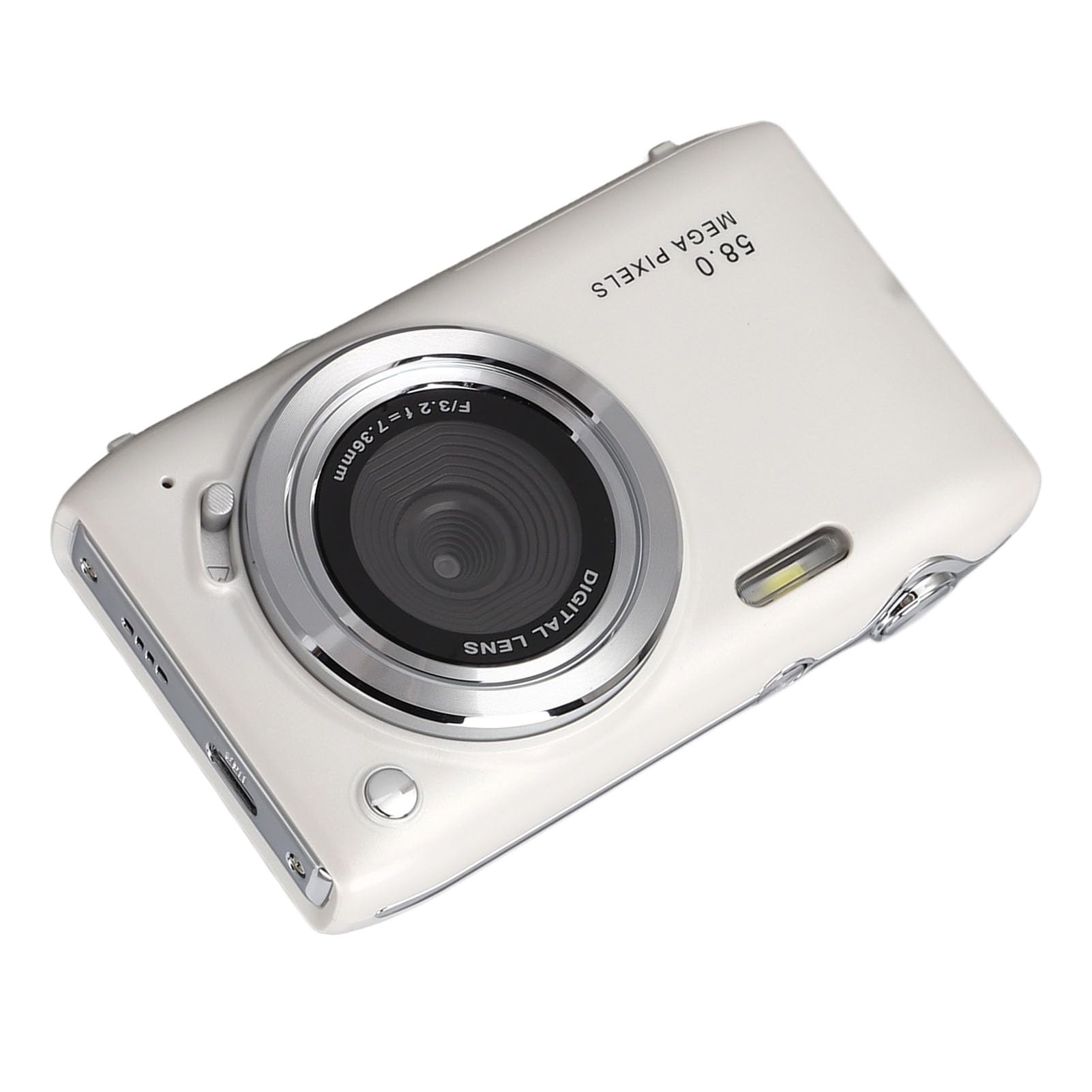 Teens Small Camera, 58MP Slim and Lightweight Automatic Beauty Mode 4K Digital Camera Automatic Exposure Autofocus for Travel (White)