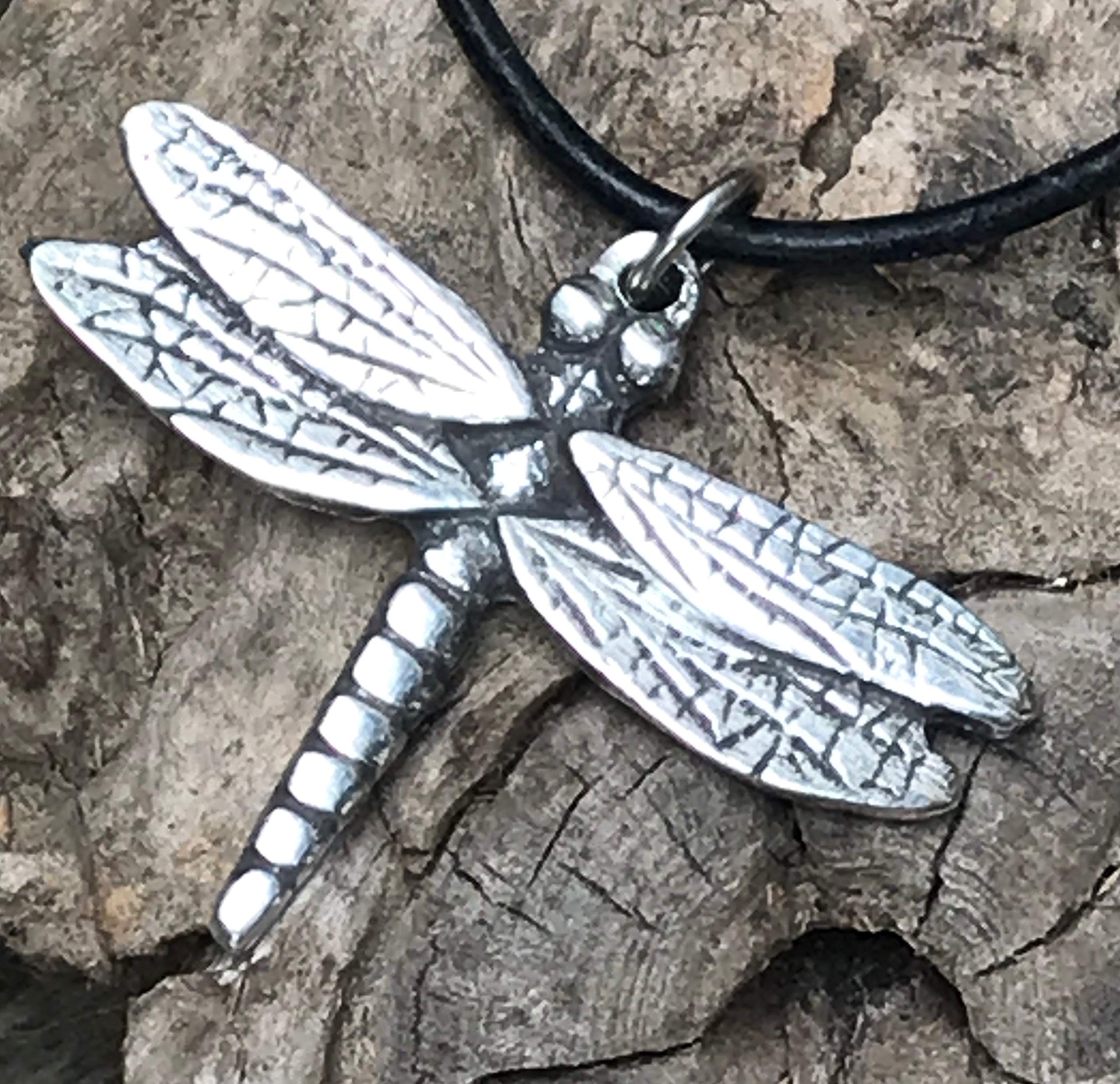 Trilogy Jewelry Pewter Dragonfly Fairy Faerie Fey Pendant on Leather Necklace
