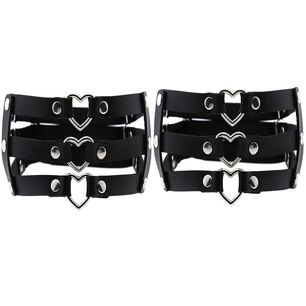 Victray Women Gothic Leg Chain Punk Leather Leg Garter Belt Thigh Chains Festival Body Chain (2PCS)