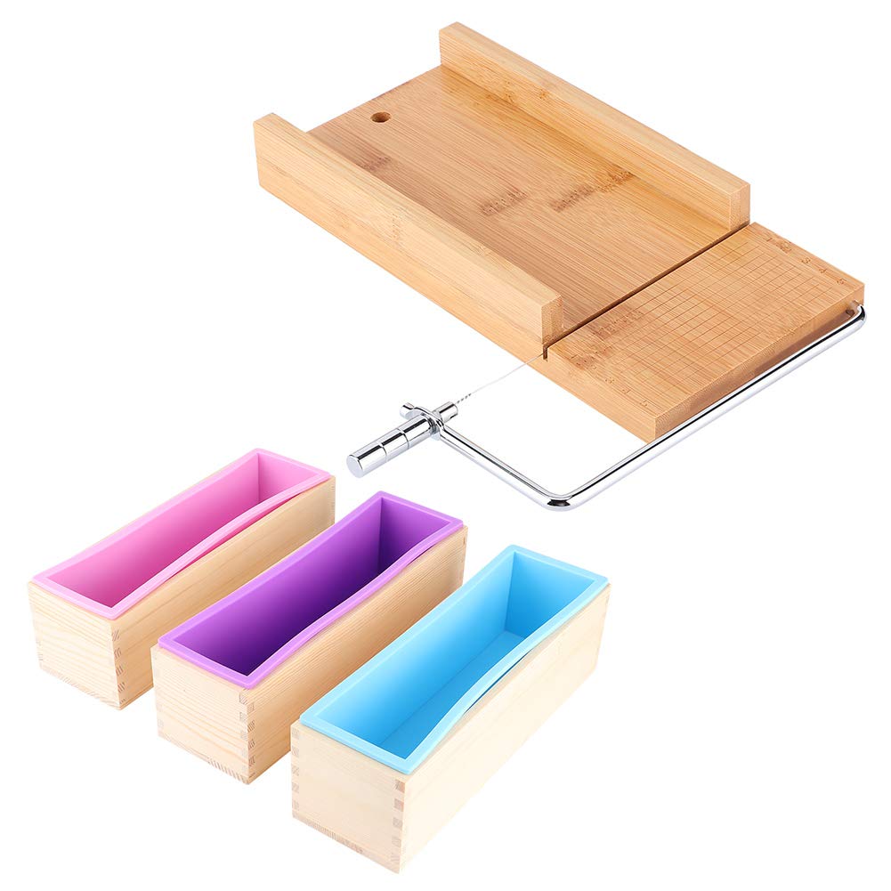 UPQRSG Silicone Soap Mold, 1200ml DIY Soap Loaf Bar Making Molds, Manual Soap Cutter with Scale, Soap Molds Making Kit, Kitchen Tool, for Soaps Making