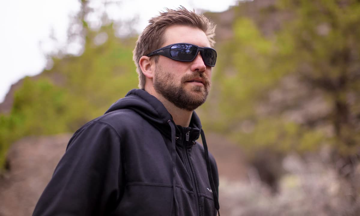 Wiley X WX Boss Sunglasses, Safety Glasses for Men and Women, UV Eye Protection for Shooting, Fishing, Biking, and Extreme Sports, Matte Black Frames, Silver Flash Tinted Lenses