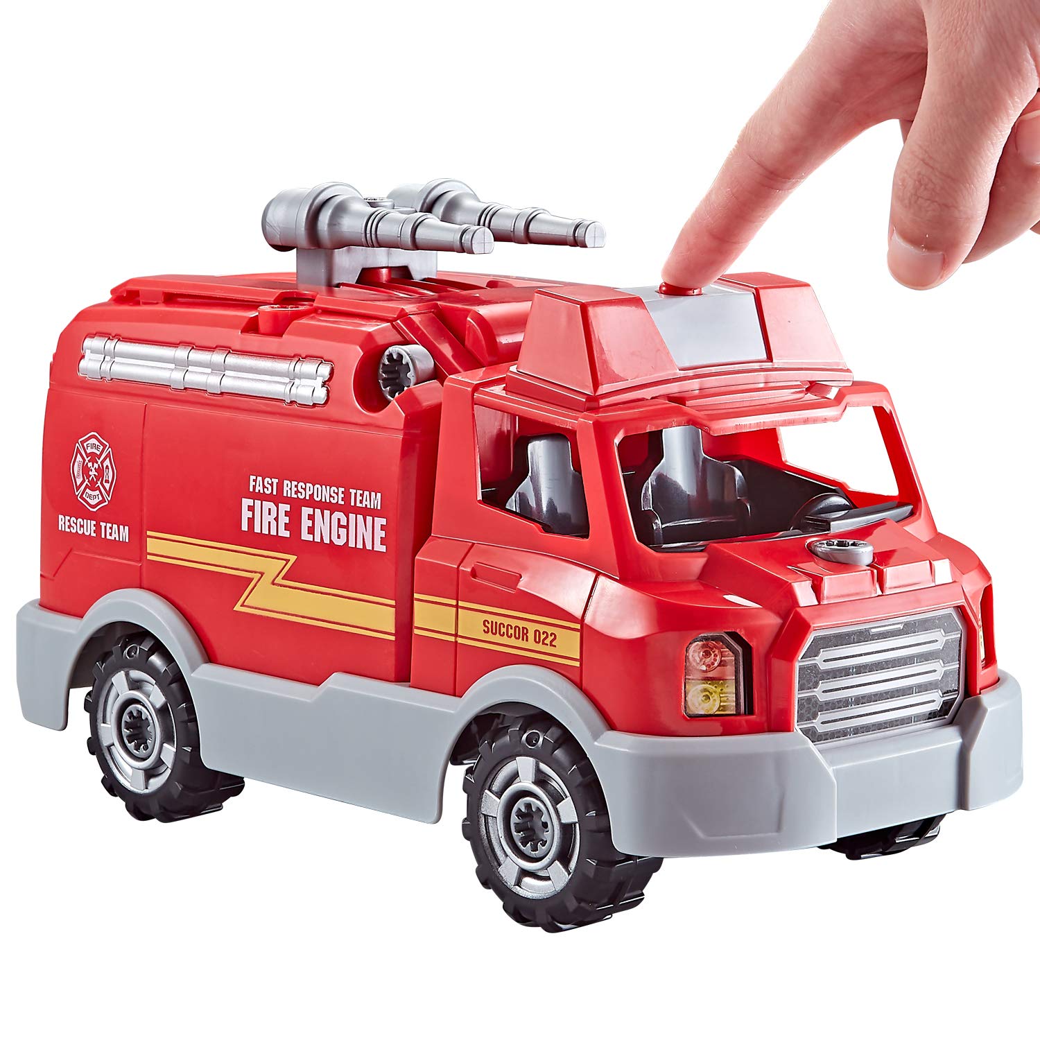 Think Gizmos Take Apart Toy Fire Truck - Includes Working Drill, Realistic Sounds and Lights - Easy DIY Assembly - Great Toy for Boys and Girls Ages 3+