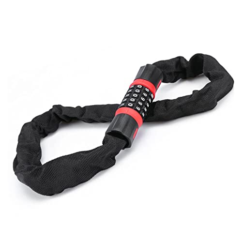 XFTD Bicycle Lock Bike Lock 5 Digit Code Cycling Bicycle Lock Chain Motorcycle Road Bike Accessories Safety Portable Lock Bicycle Convenient and Practical (Color : Red 120CM)