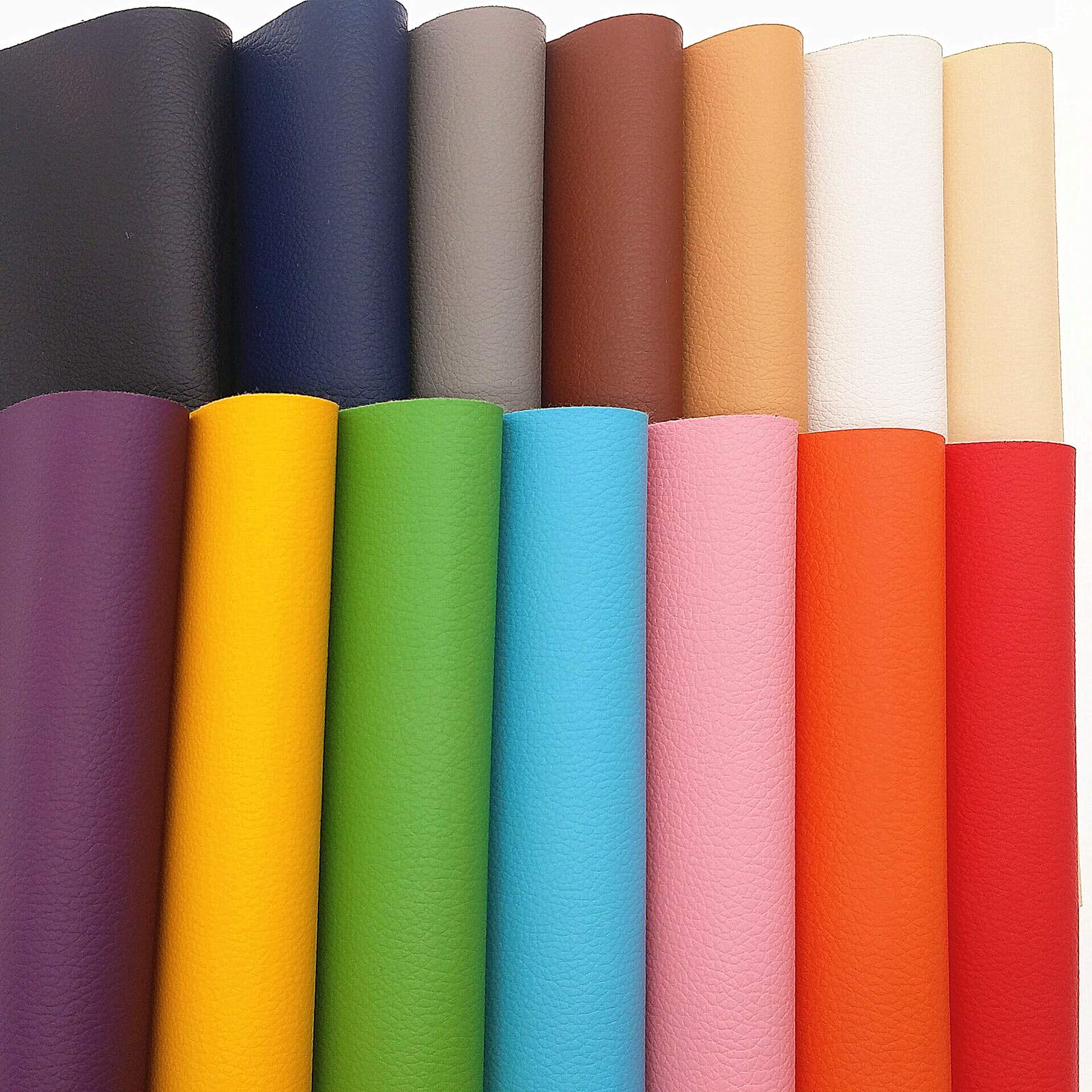 ZAIONE Solid Faux Leather Sheets: Colors Texture Leather 14Pcs 8x12 Inch A4 Soft PU Grain Red Brown Synthetic Leather Sheets for Bows Earrings DIY Craft
