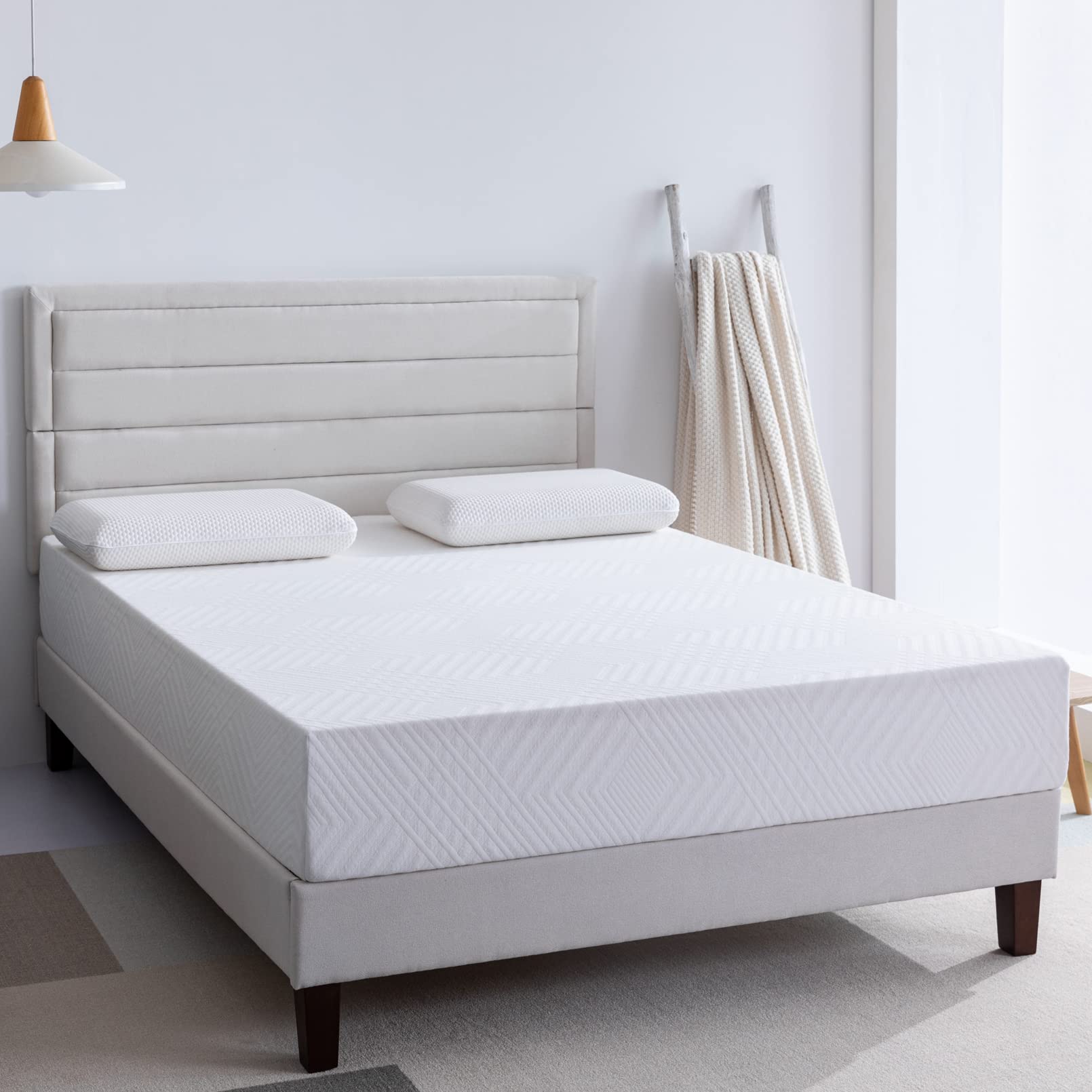 WUYASON 10 Inch Cooling Gel Memory Foam Mattress in a Box, Foam Mattresses for Cooler Sleep & Pressure Relief, Green Tea Infused Medium Soft Bed Mattresses, Vibrant (Queen)