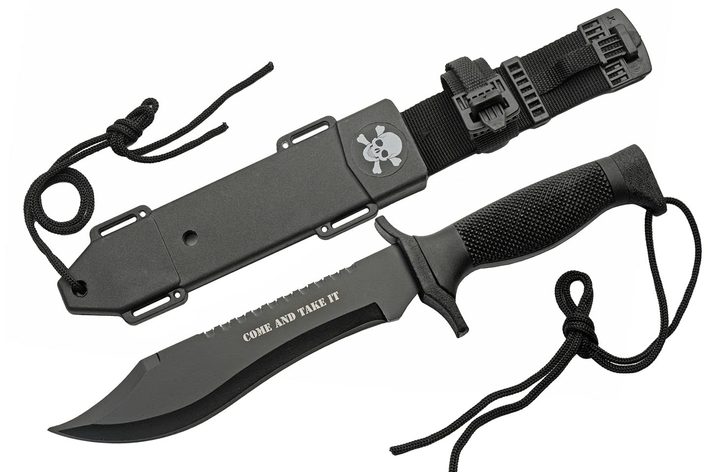 Skull Logo Bowie Stainless Steel Blade Abs Handle 12 inch EDC Hunting Knife