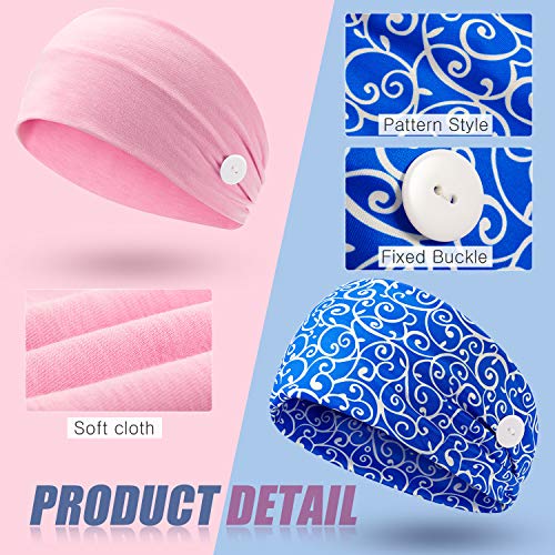 WILLBOND 10 Pieces Button Headband Multi-functional Hair Band Ear Protection Holder Soft Headwrap with Buttons for Men Women