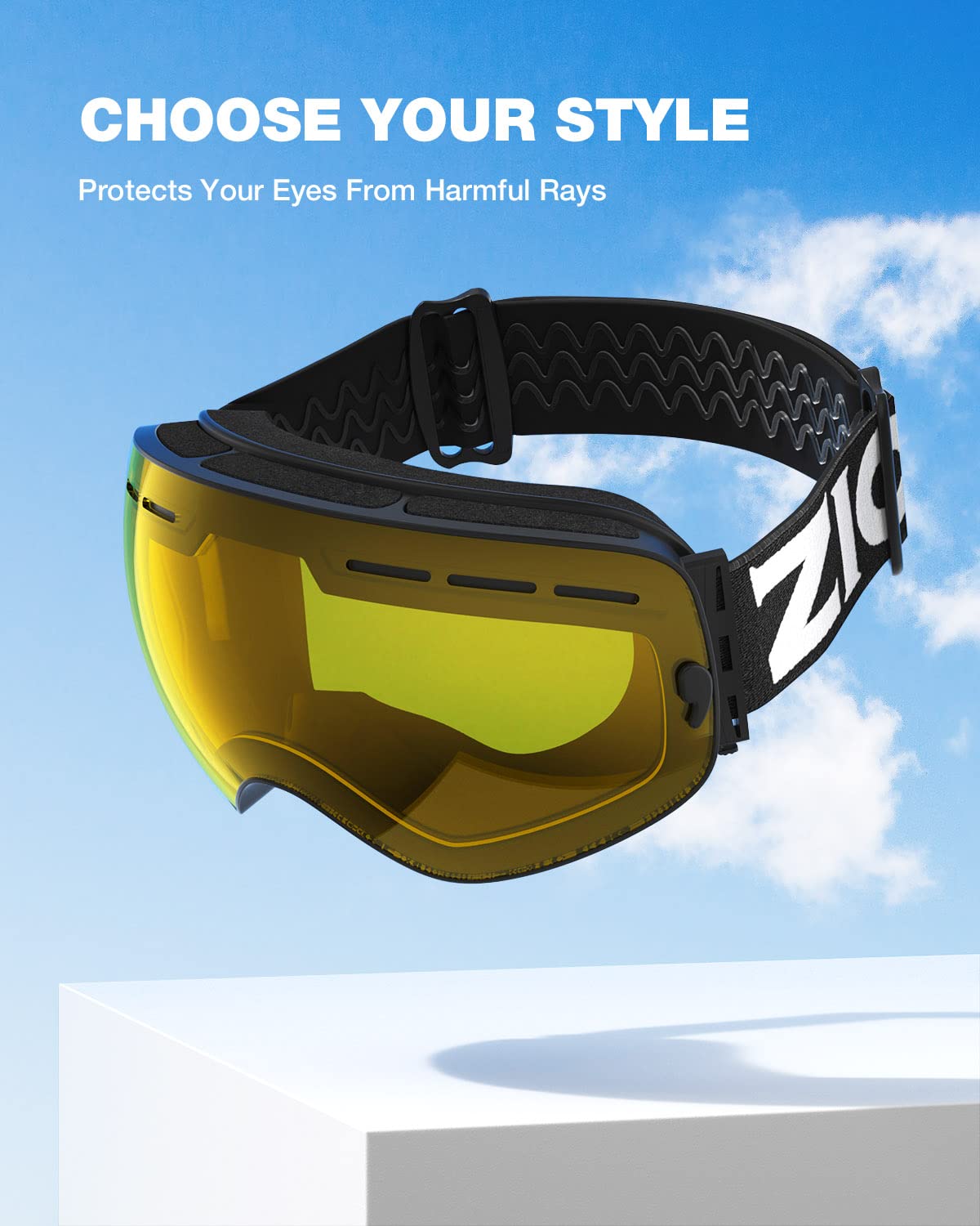 ZIONOR X Ski Snowboard Snow Goggles Replacement Lenses (VLT 7% Revo Gold Lens)