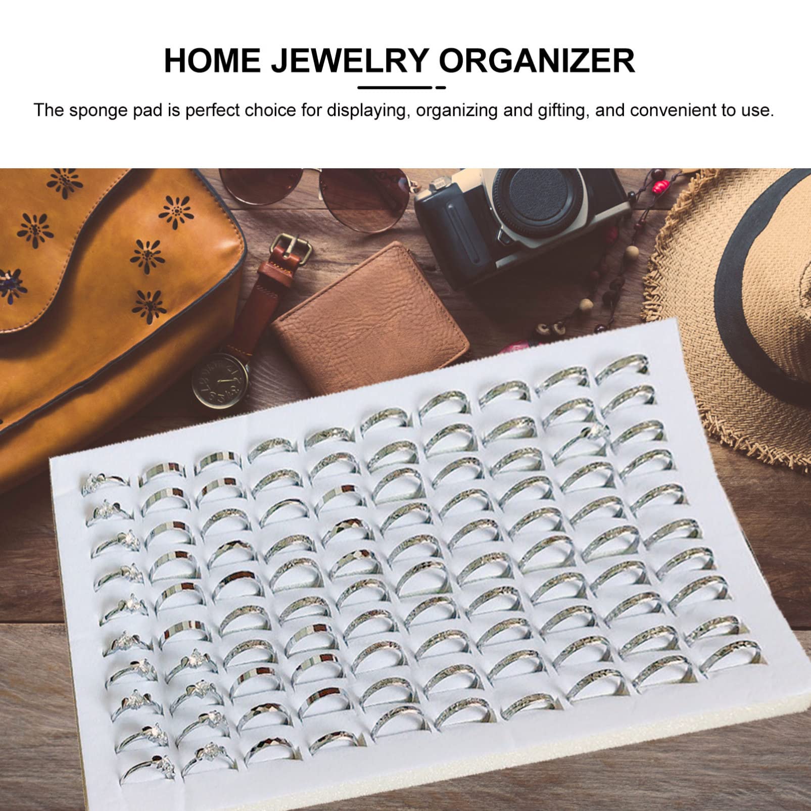 Zerodeko Earring Holder 4pcs Velvet Ring Insert Display Jewelry Storage Box Foam Holder Organizer Earring Storage Box Liners Jewelry Box Inserts Sponge Mats Organizer Trays White Ring Holder