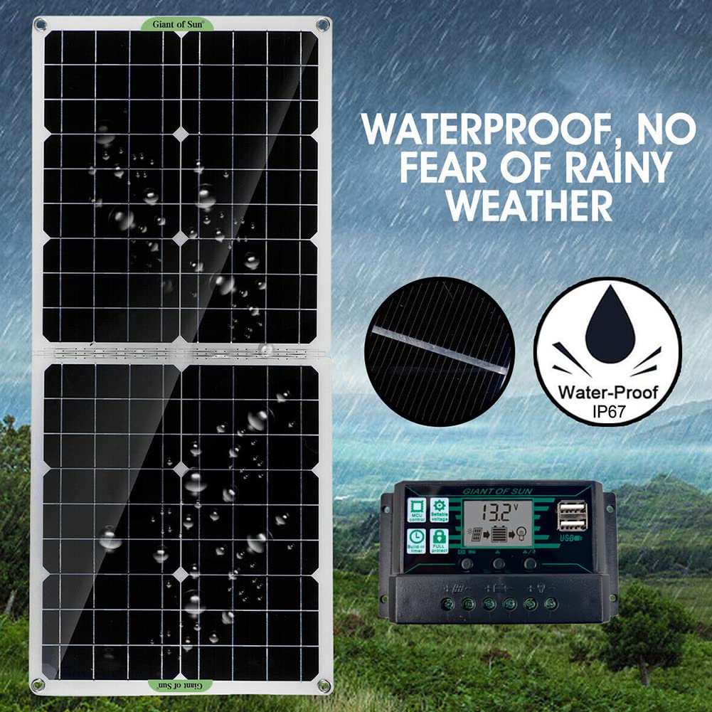 Solar Panel Portable Solar Panel Charger 50W Foldable Monocrystalline Waterproof Solar Generator Kits, for Home, Camping, Rv, Boat, Trailer, Emergency Power, Car