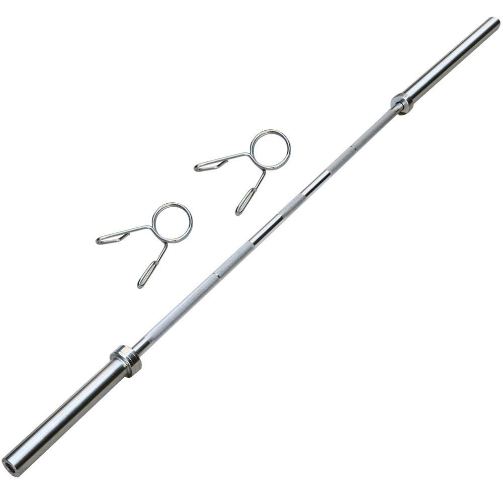 Yaheetech 7- Foot Olympic Bar Barbell w/Two Collars - Solid Iron Weighted Workout Bar - Chrome Weight Straight Bar for Home Gym Weightlifting & Power Lifting Strength Training Exercises
