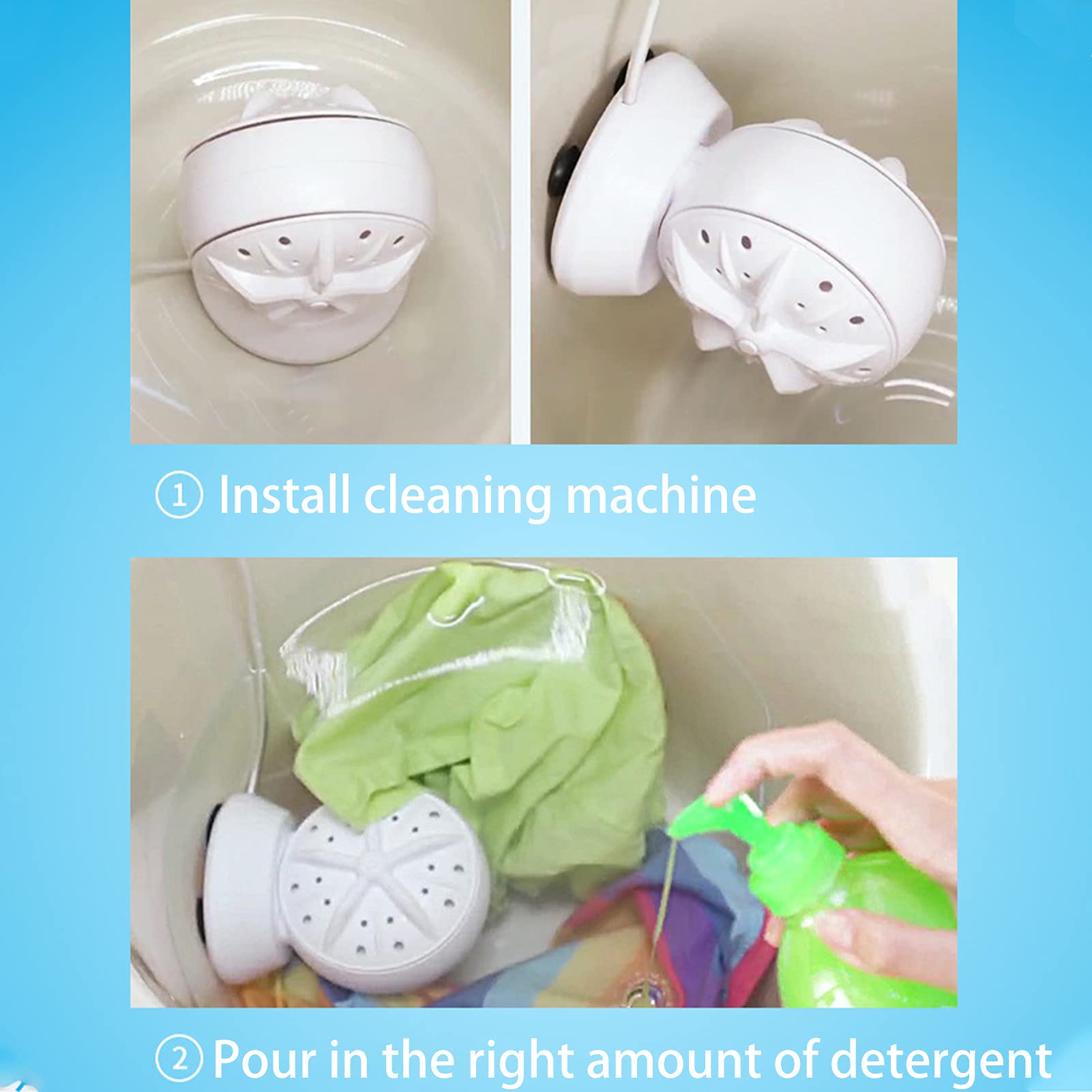 Zixyqol Turbo Spin Mini Washing Machine Washing Machine Portable Multifunctional Washer Ultrasonic Washing Machine 100‑240V(US)