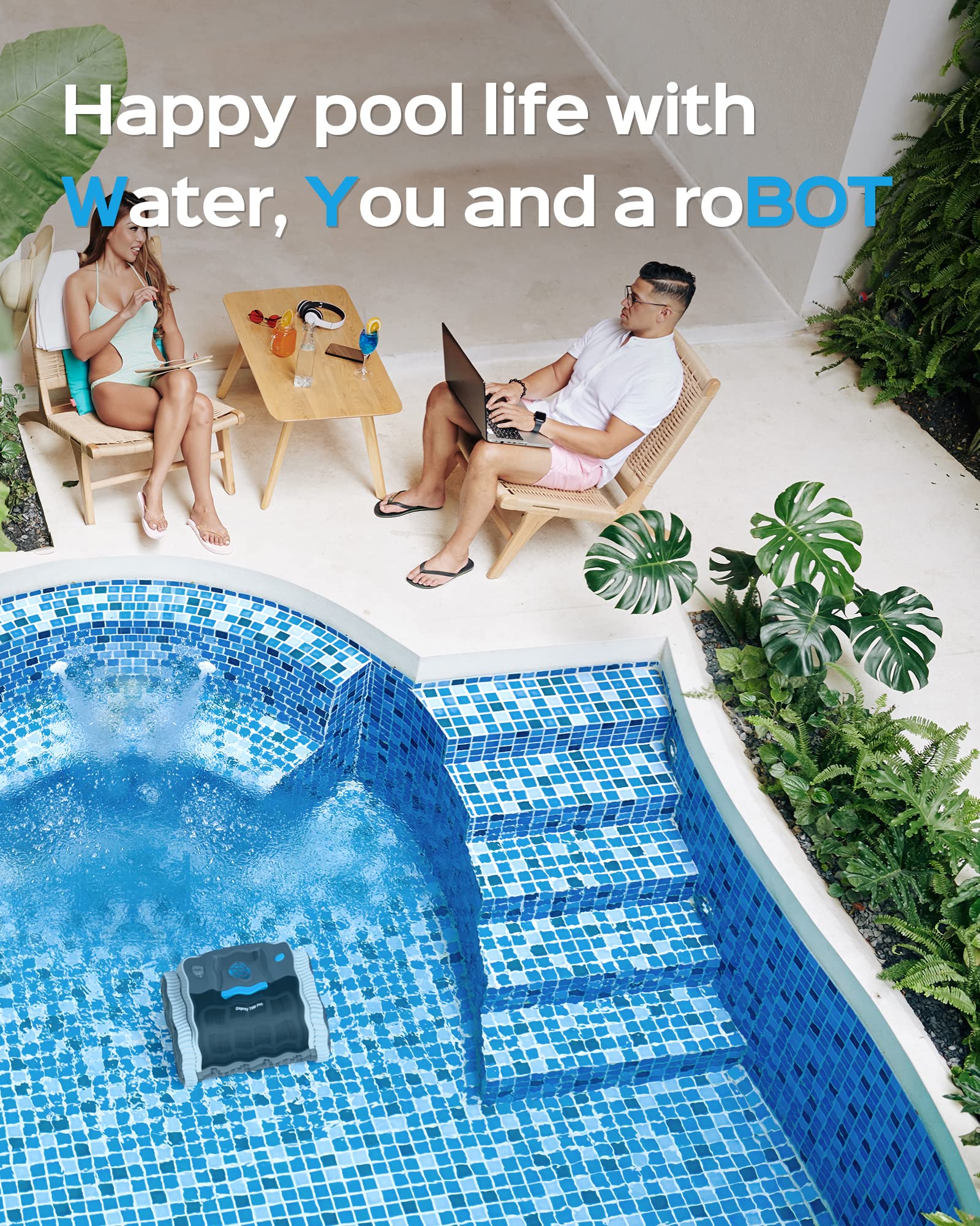 WYBOT Osprey 700 PRO Wall Climbing Robotic Pool Cleaner with APP, Excellent Suction Power, Smart Navigation Technology, 9200mAH Large Battery, LED Indicator, Automatic Pool Vacuum for Inground Pools
